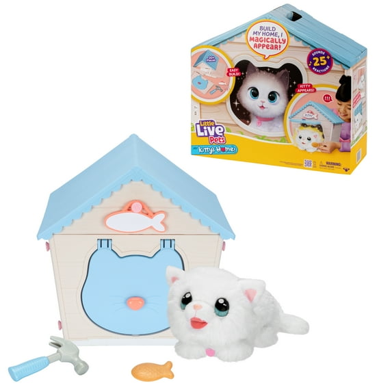 Little Live Pets My Kitty's Home Interactive White Plush Toy & House 2 ...
